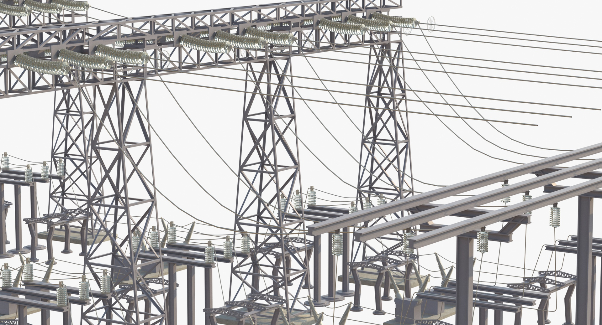 Industrial site power lines 3D model - TurboSquid 1693773
