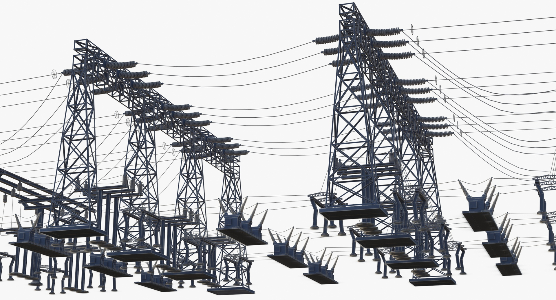 Industrial site power lines 3D model - TurboSquid 1693773