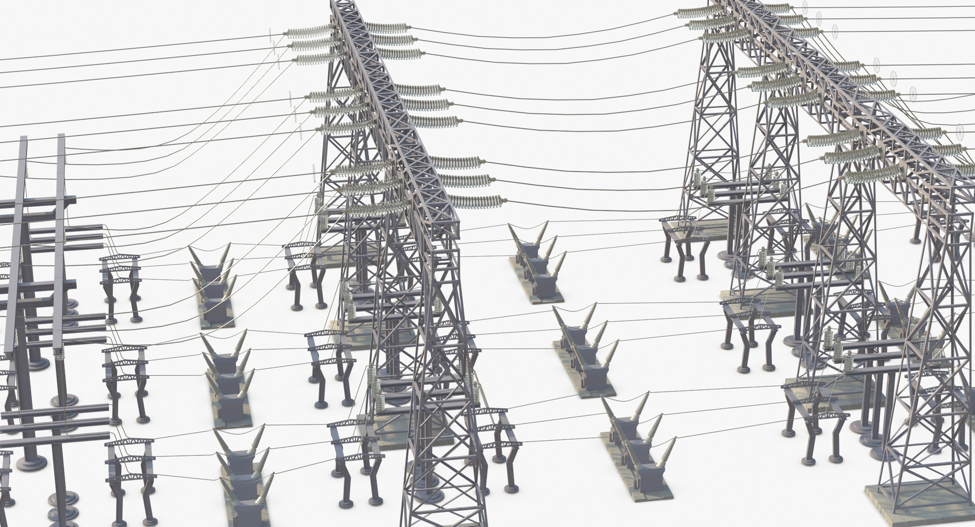 Industrial site power lines 3D model - TurboSquid 1693773