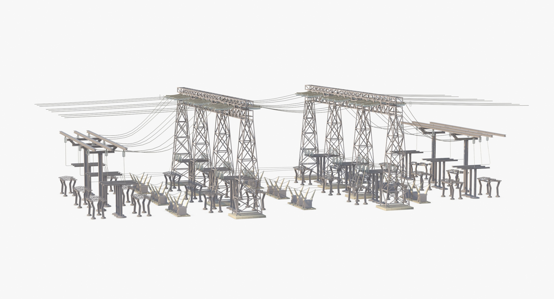 Industrial Site Power Lines 3D Model - TurboSquid 1693773