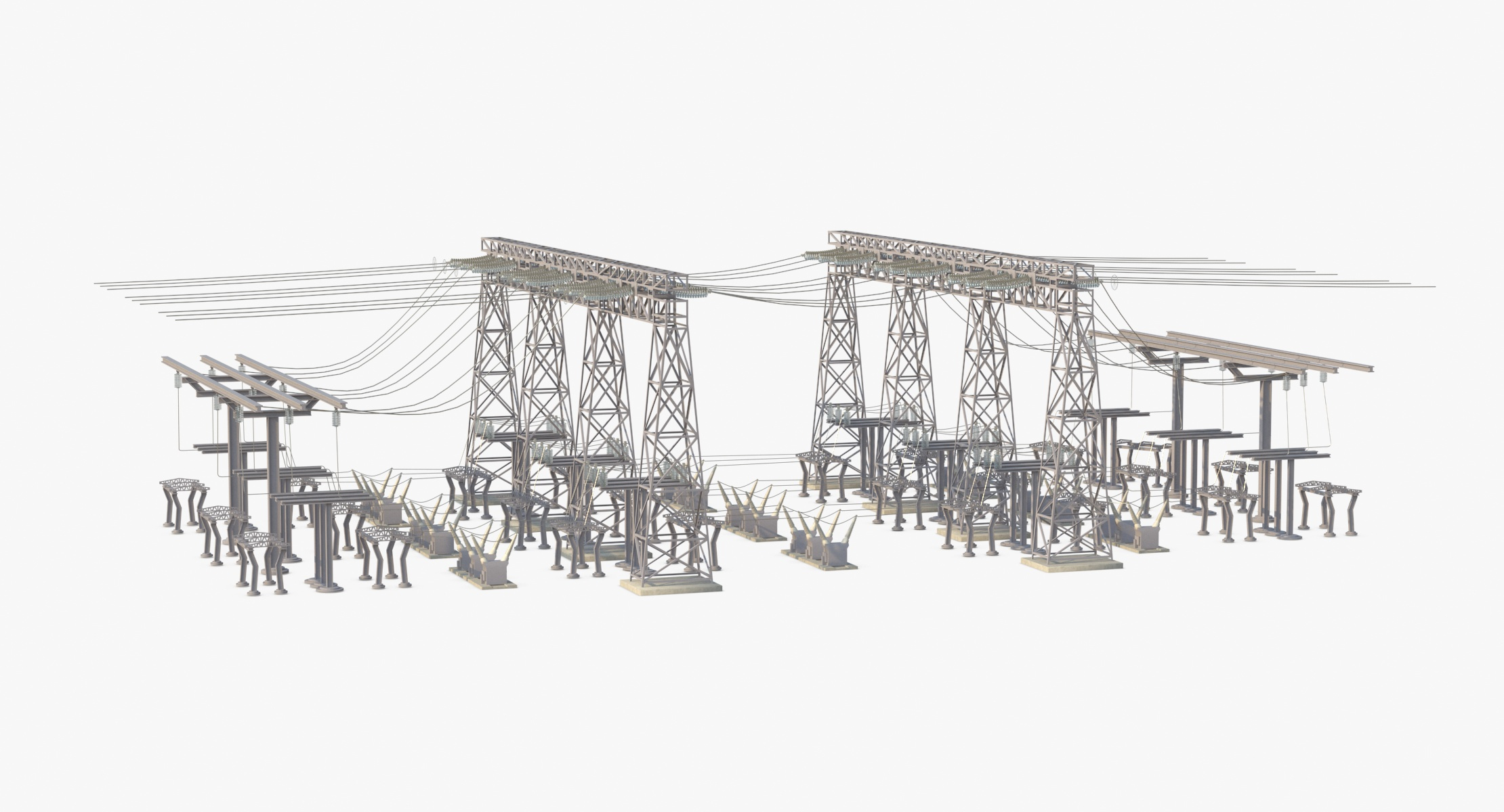 Industrial site power lines 3D model - TurboSquid 1693773