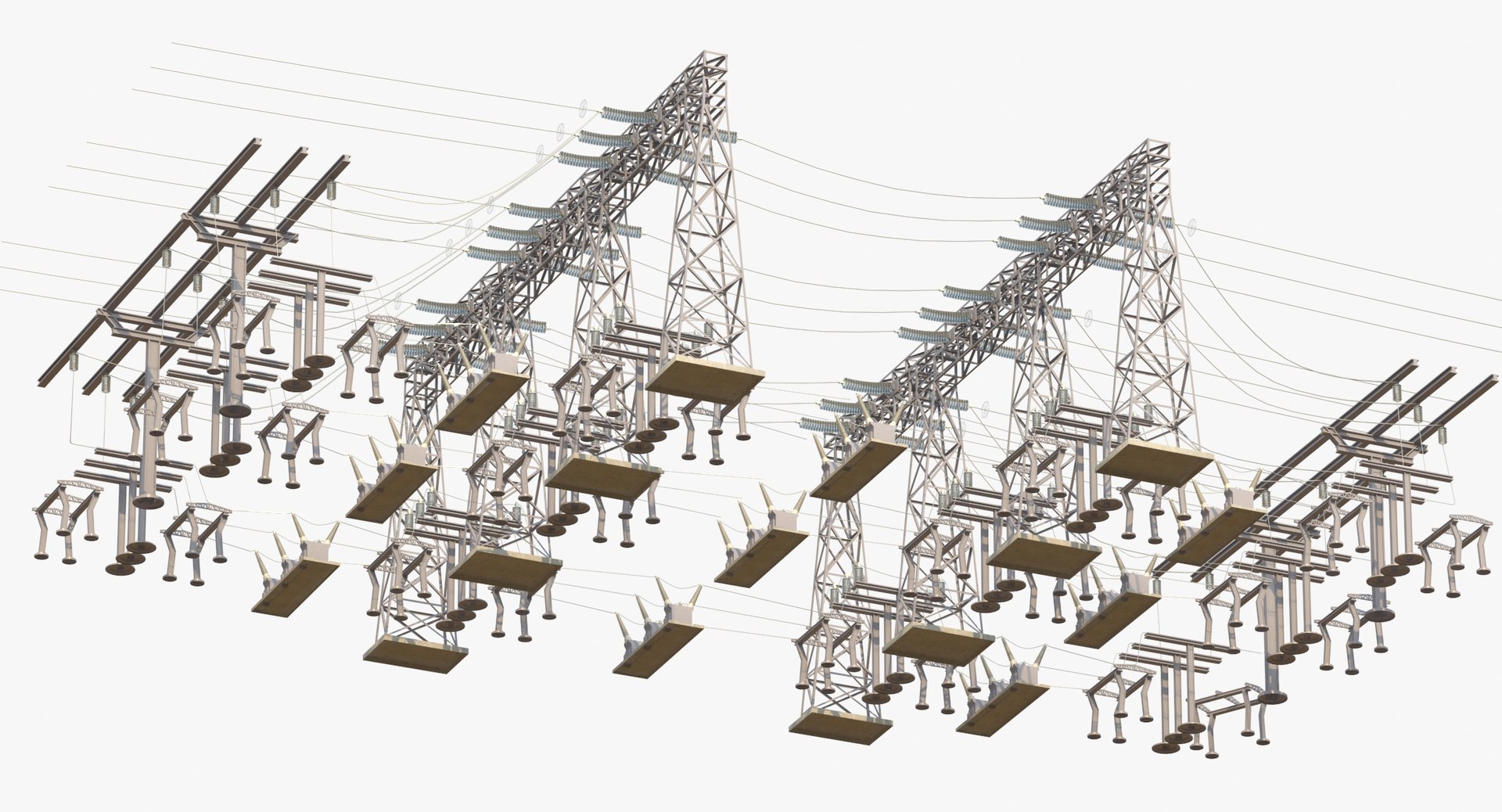 Industrial Site Power Lines 3D Model - TurboSquid 1693773