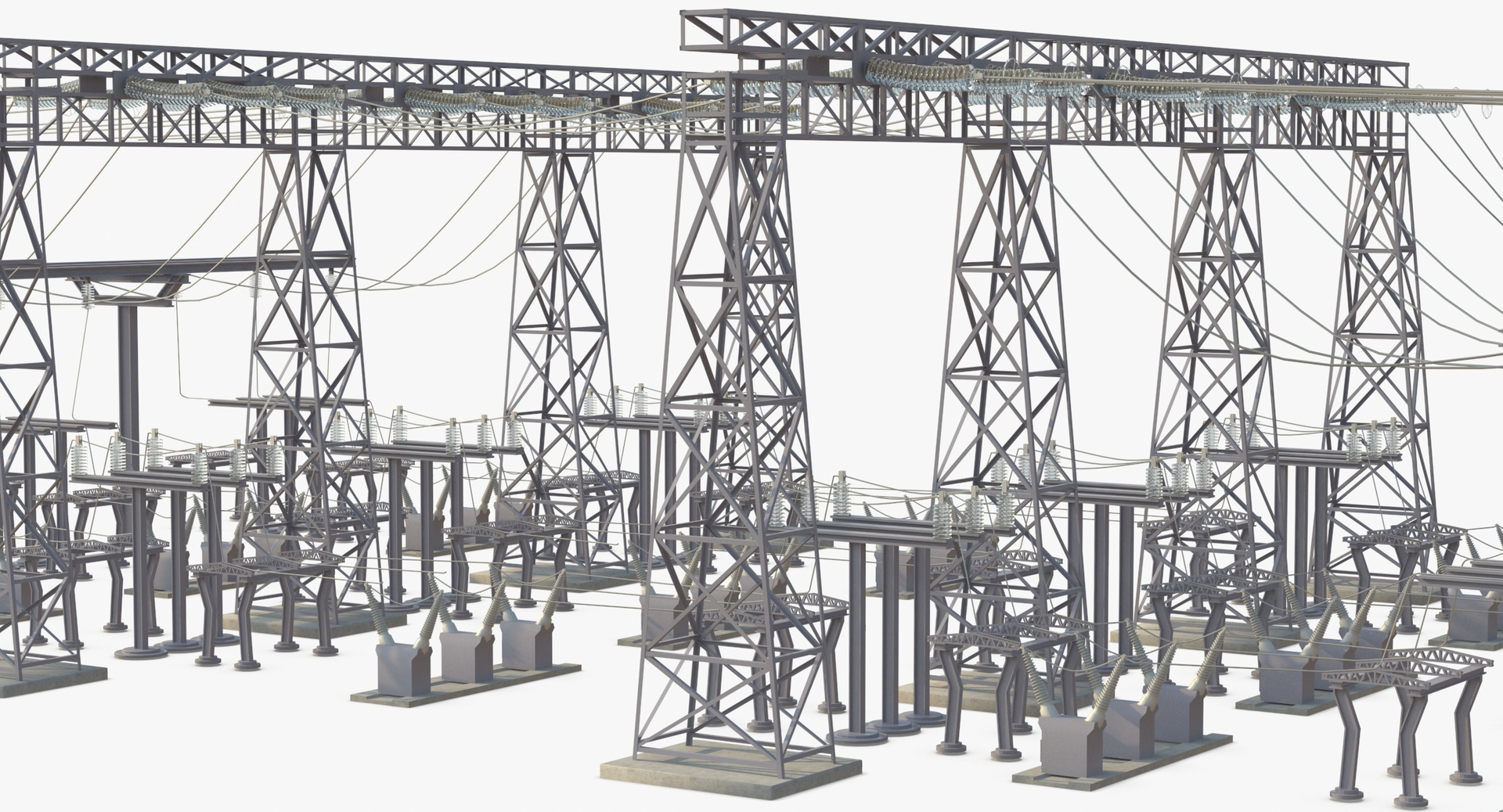 Industrial site power lines 3D model - TurboSquid 1693773
