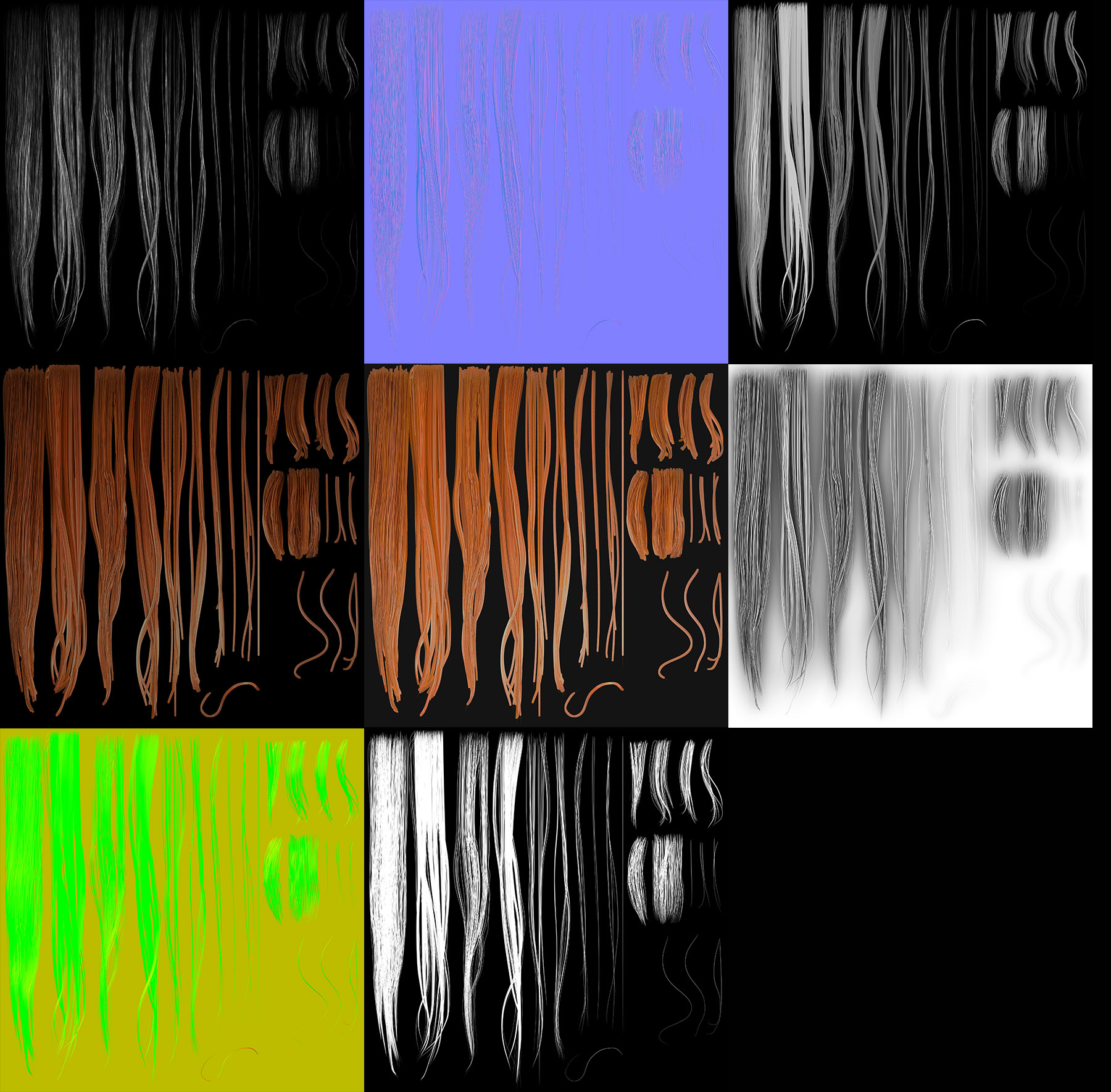 3D hair real-time long - TurboSquid 1688136