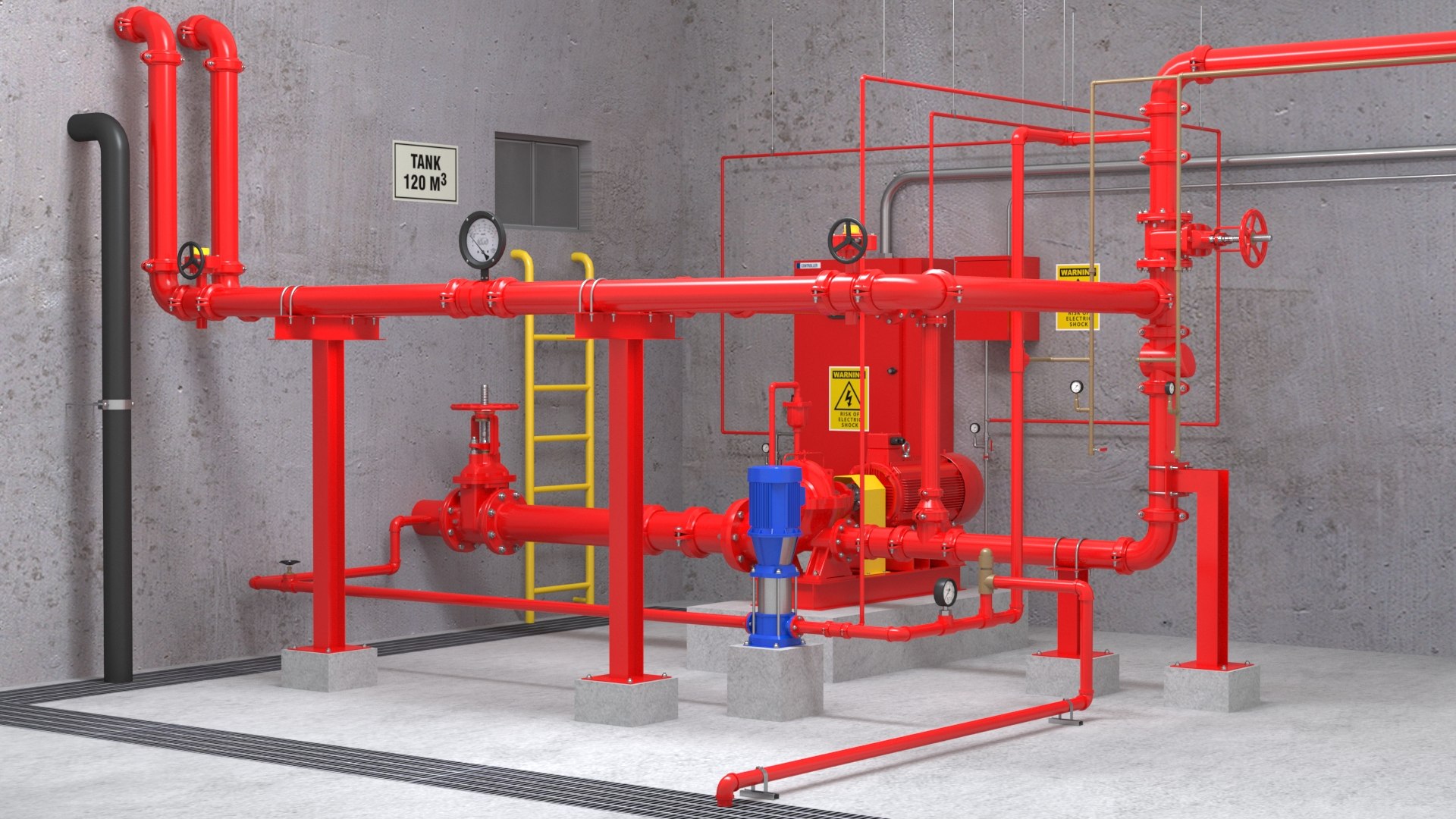3D Fire Protection System Model - TurboSquid 2347319