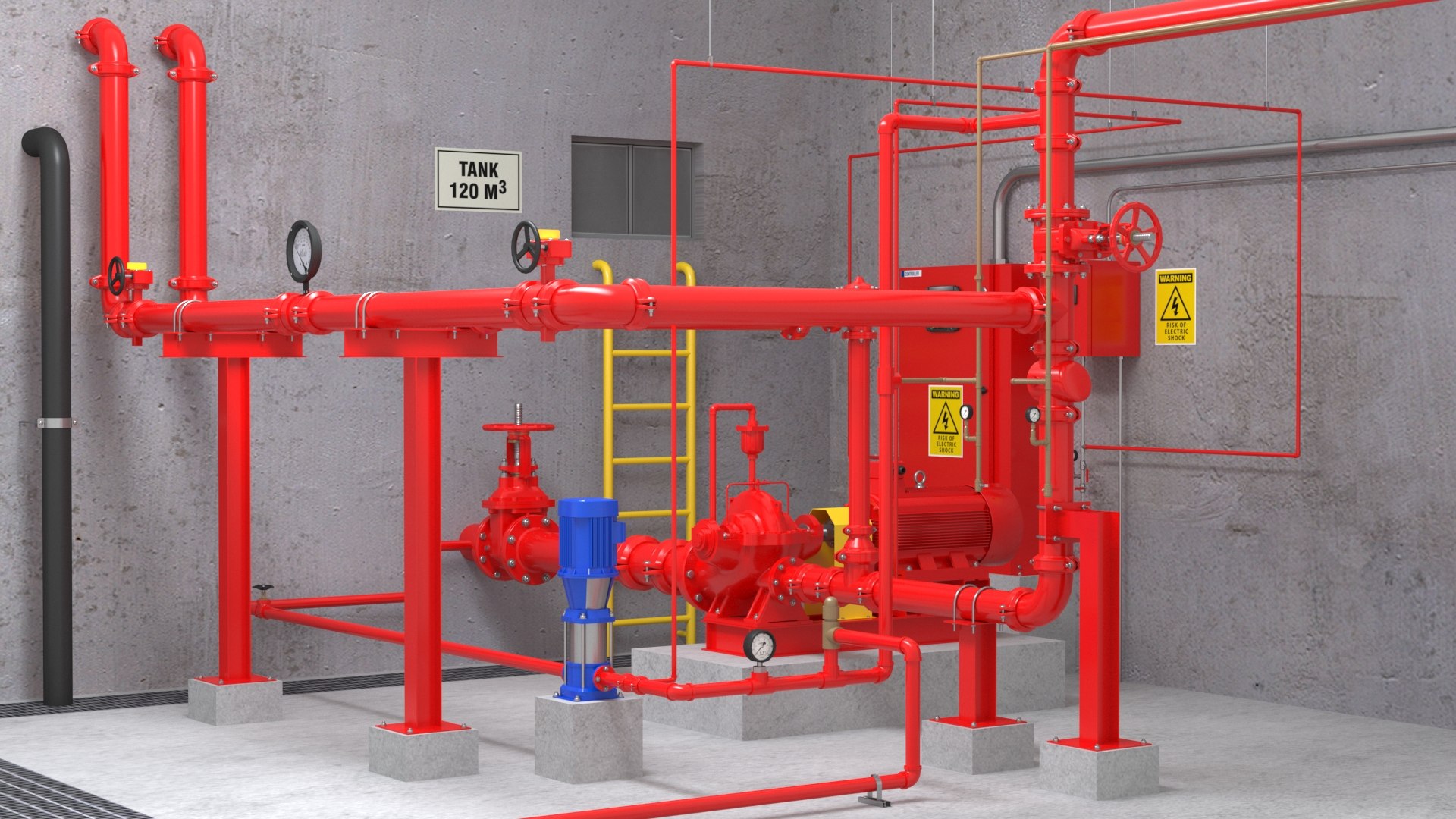 3D Fire Protection System Model - TurboSquid 2347319