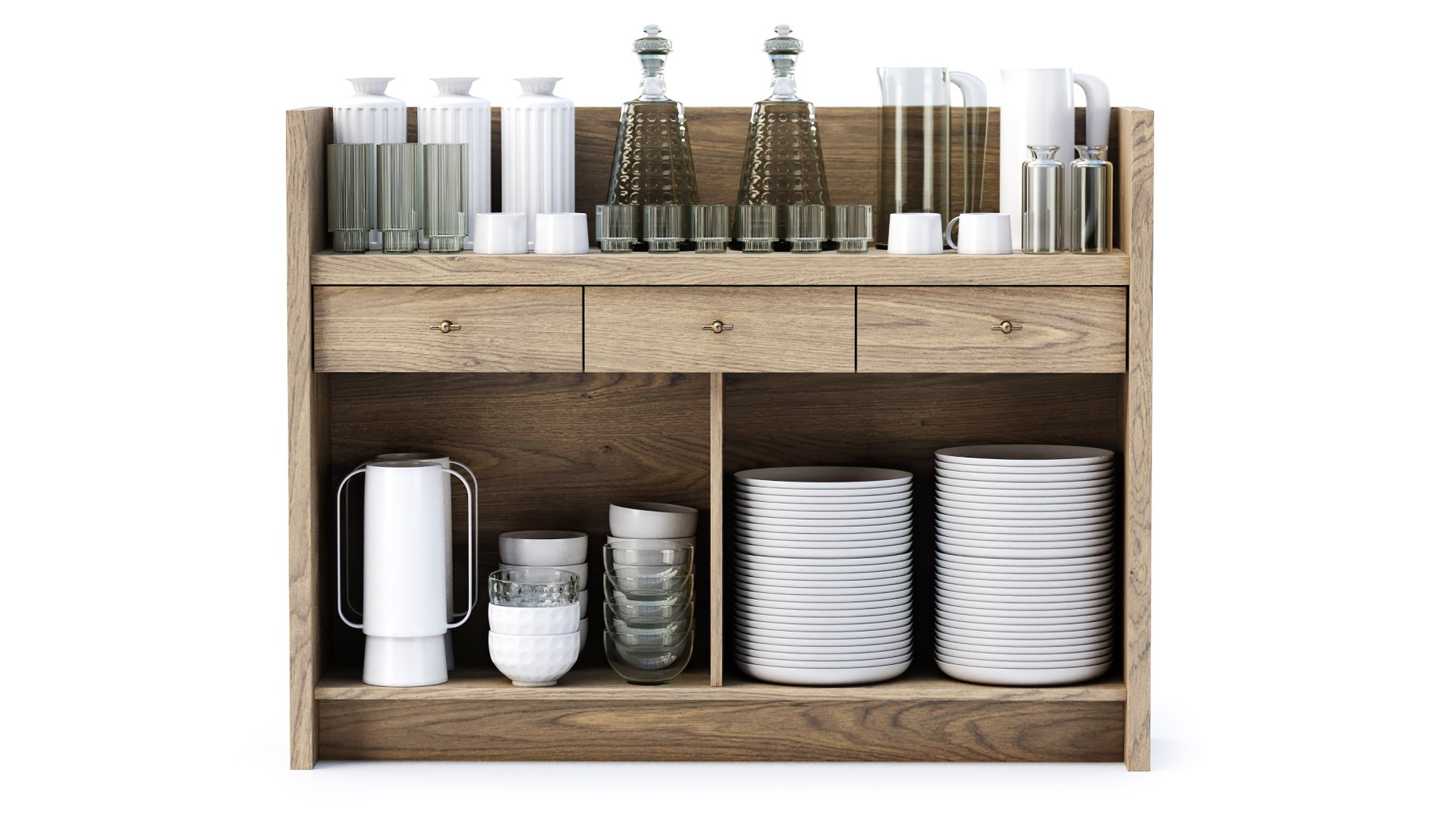 3D Mira restaurant cabinet with dishes V4 by Bpoint model - TurboSquid 2022634