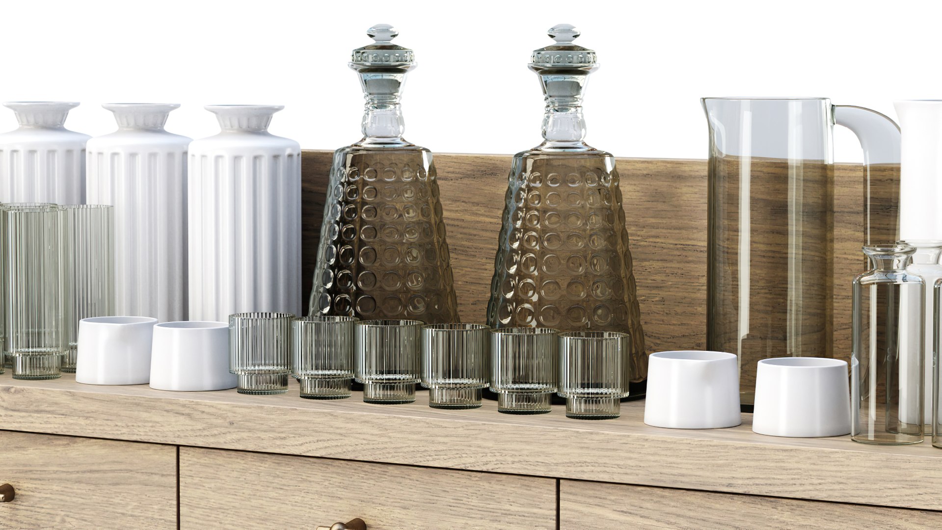 3D Mira restaurant cabinet with dishes V4 by Bpoint model - TurboSquid 2022634