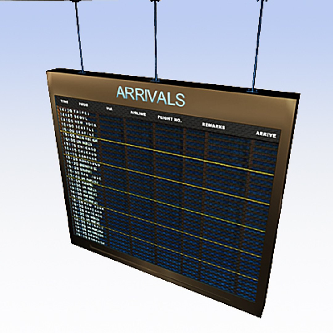 Arrival Indicator Board Airport 3d Model