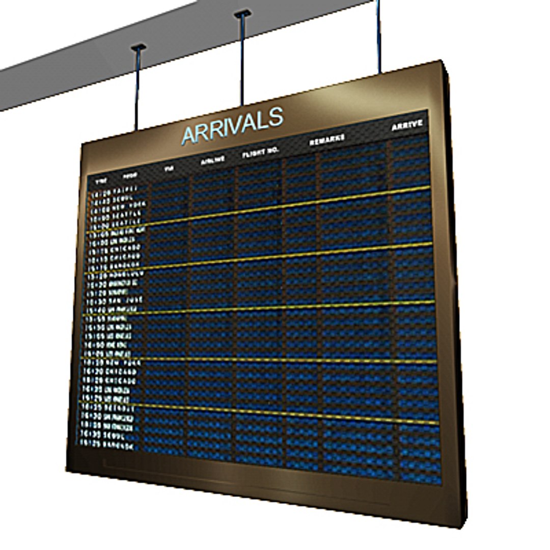 Arrival Indicator Board Airport 3d Model