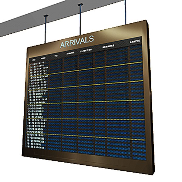 arrival indicator board airport 3d model