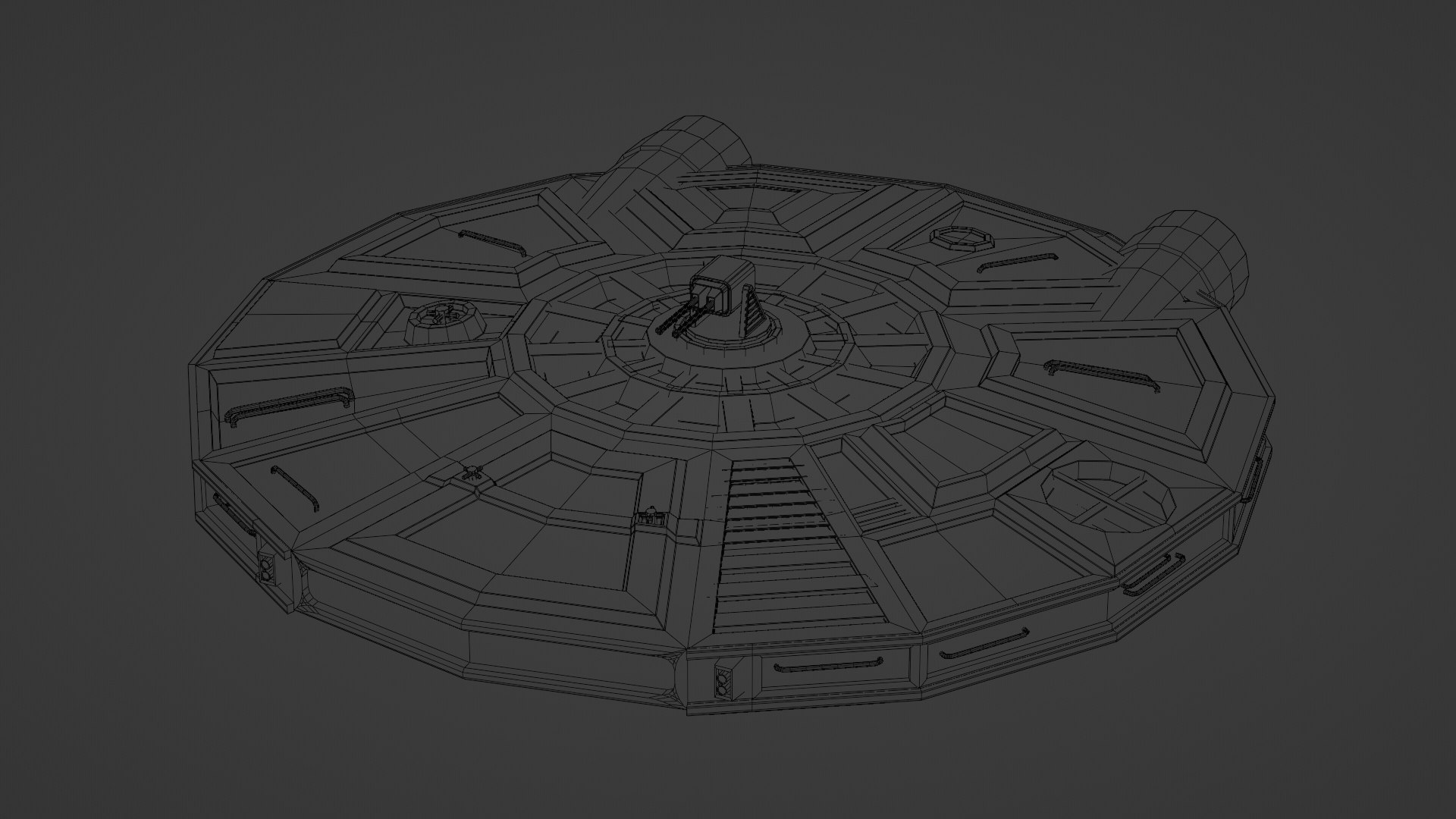 Round Space Ship 3D Model - TurboSquid 2054334