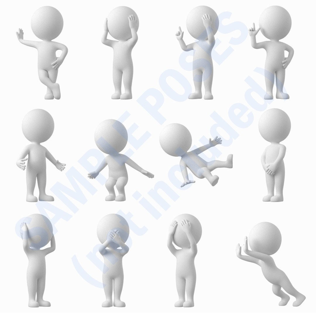 3D Cute Stylized Stickman In A-Pose Model - TurboSquid 2111469