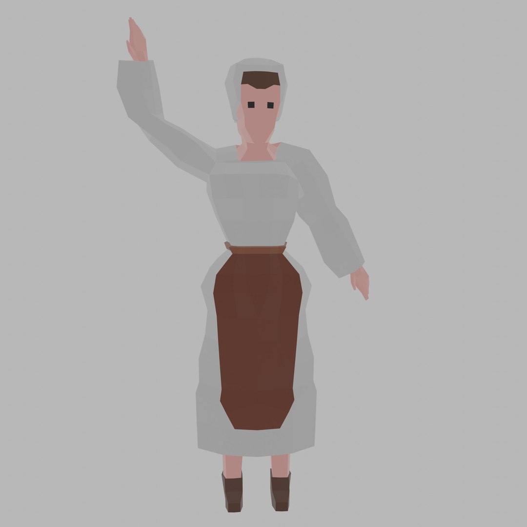 3D Low Poly Medieval Peasant Woman Rigged 2 Model - TurboSquid 2168308