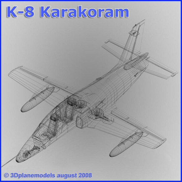 training jet k-8 karakorum 3d model