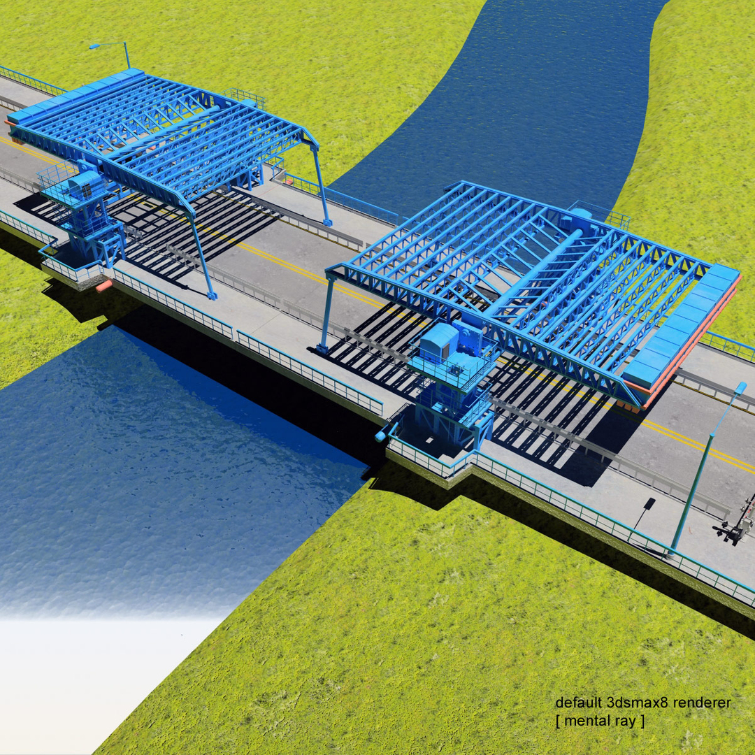 3d double drawbridge model