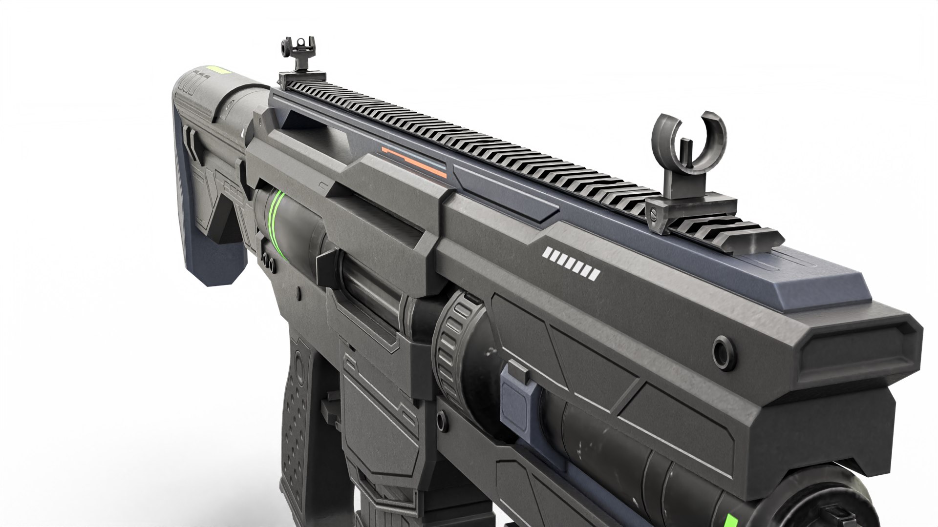 Futuristic Tactical Plasma Rifle Heavy Sci-Fi Energy Weapon With Green ...