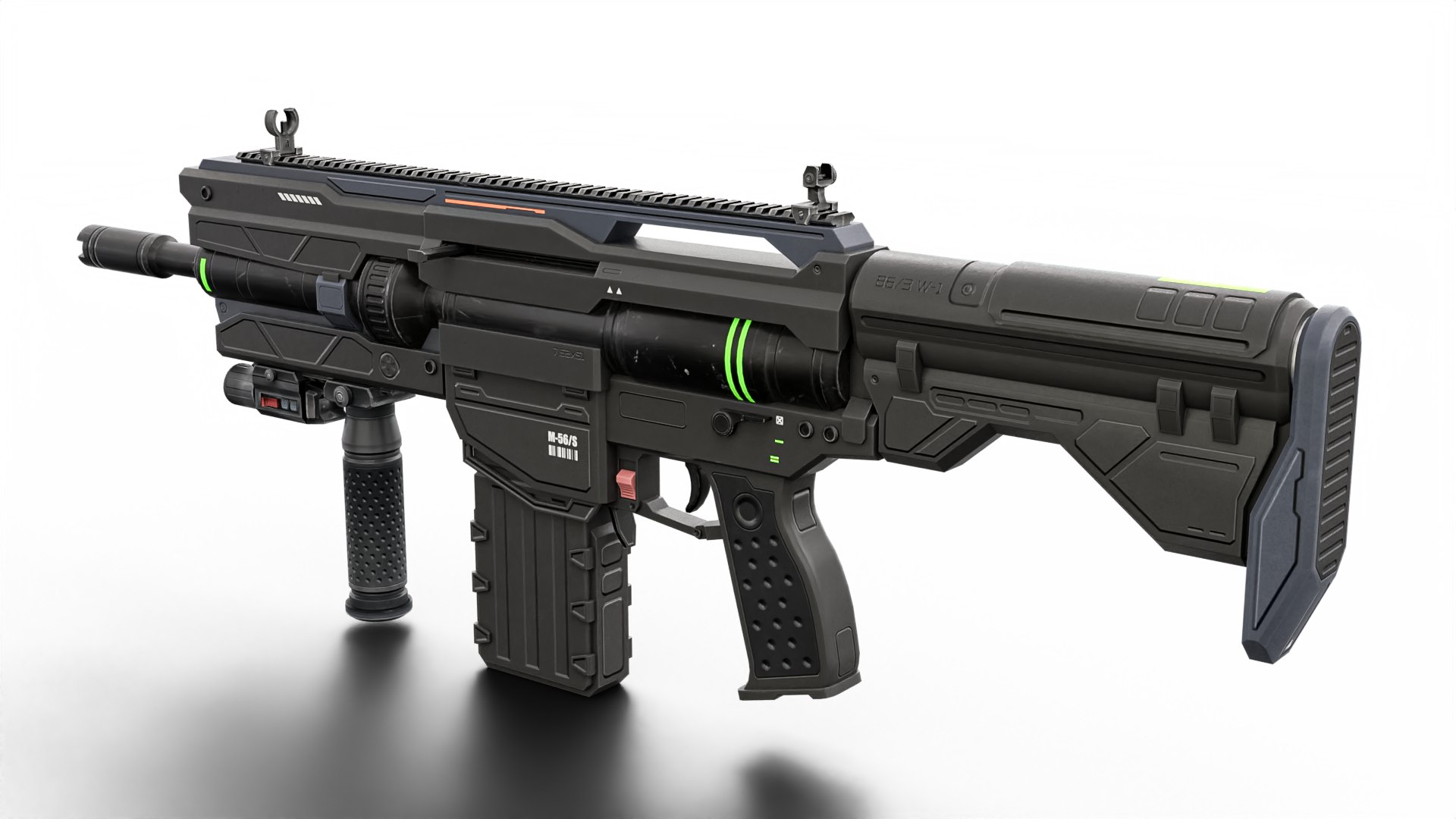 Futuristic Tactical Plasma Rifle Heavy Sci-Fi Energy Weapon With Green ...