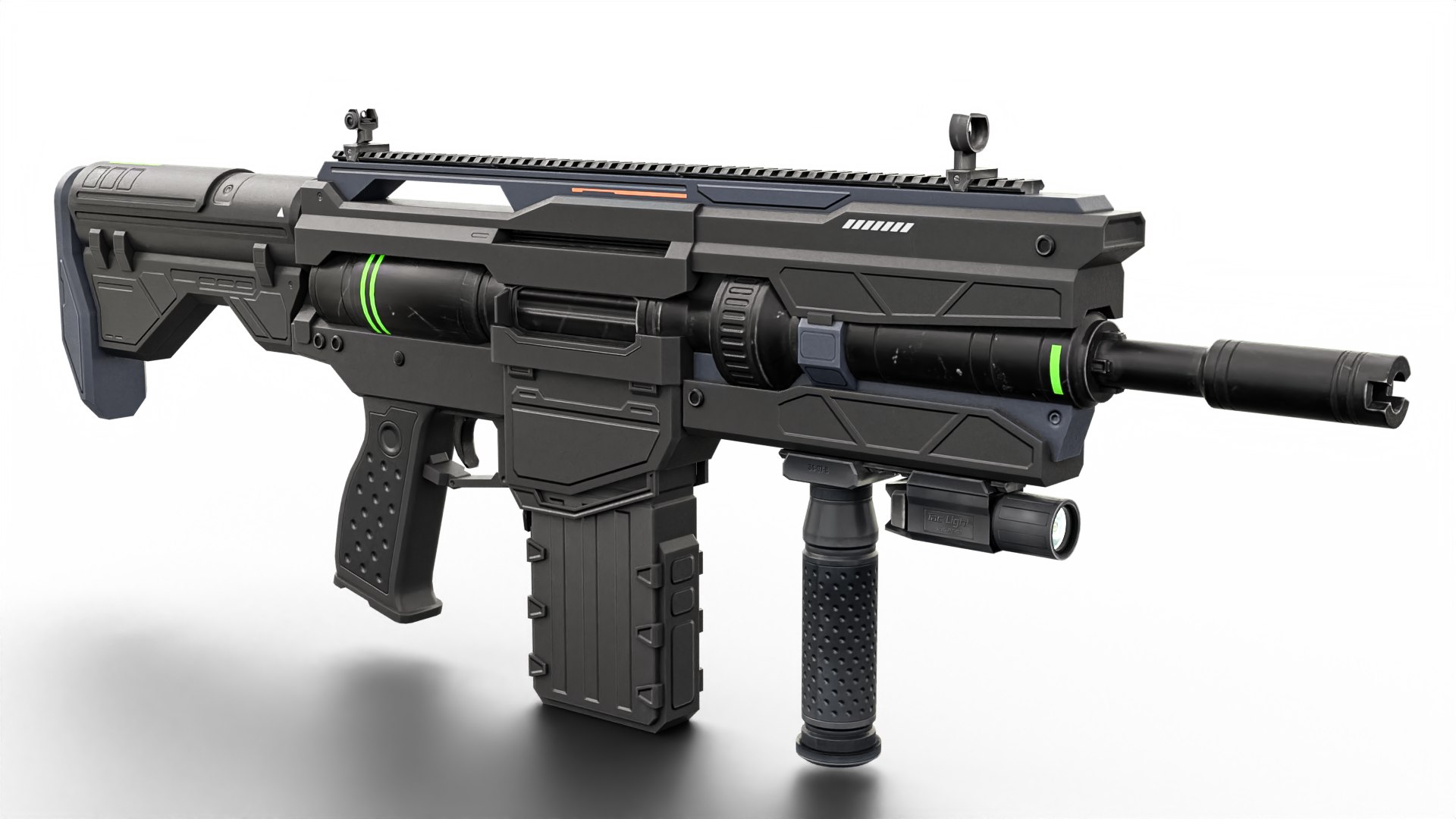Futuristic Tactical Plasma Rifle Heavy Sci-Fi Energy Weapon With Green ...