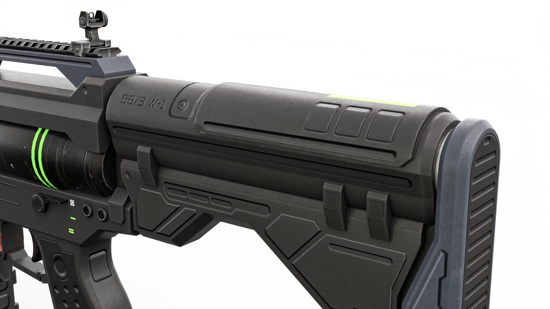 Futuristic Tactical Plasma Rifle Heavy Sci-Fi Energy Weapon With Green ...