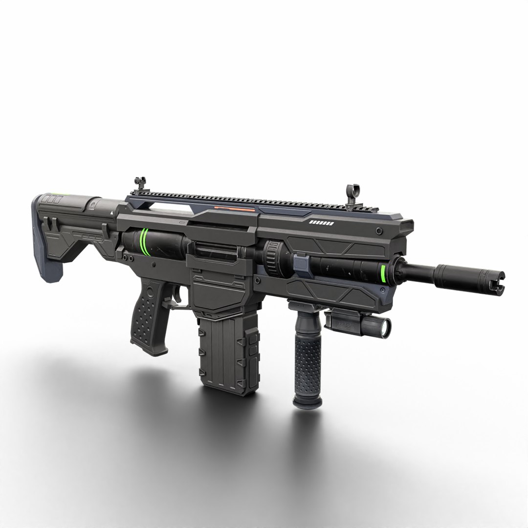 Futuristic Tactical Plasma Rifle Heavy Sci-Fi Energy Weapon With Green ...