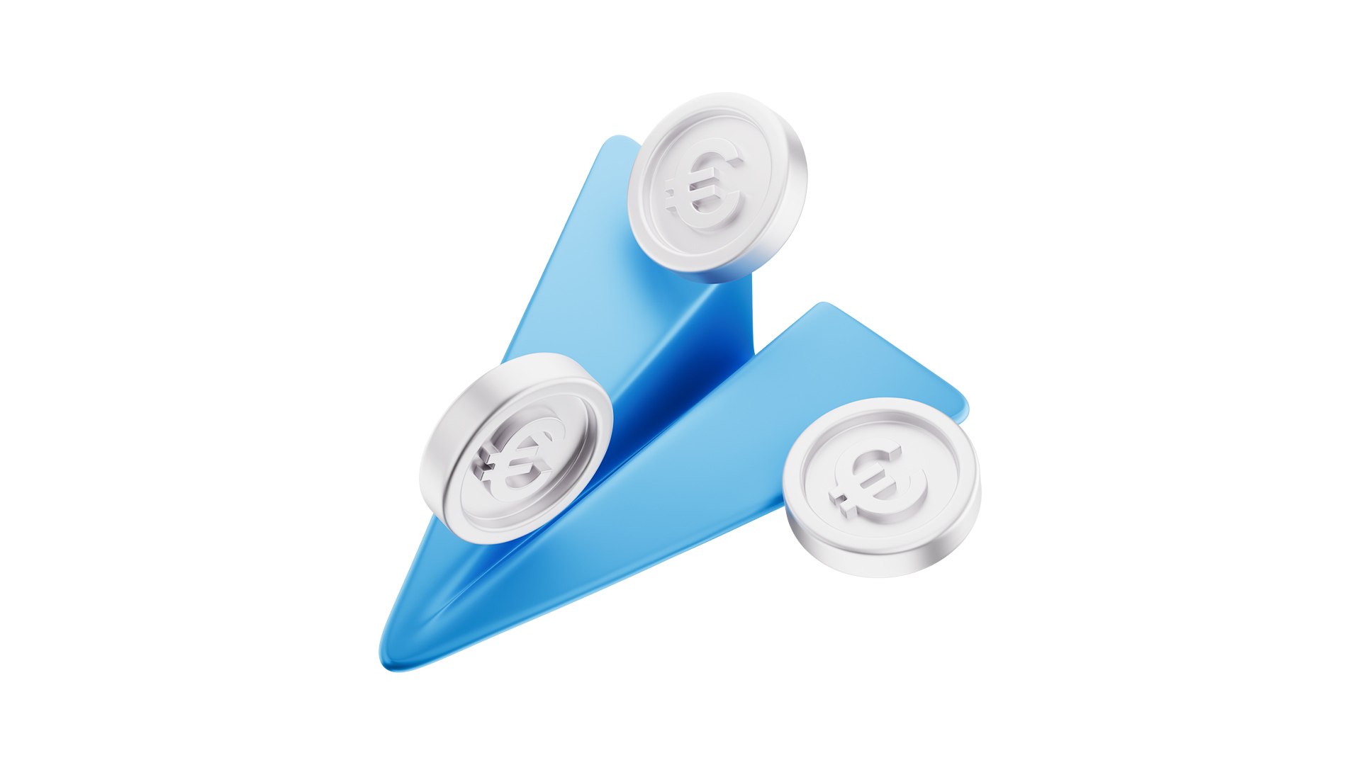3D Coin Euro Paper Plane Icon Model - TurboSquid 2505446