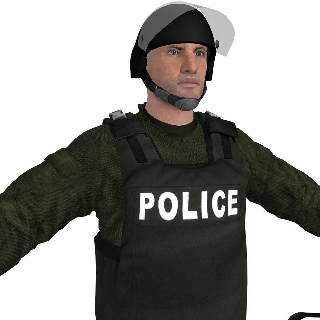 Riot Police Officer 3d Model