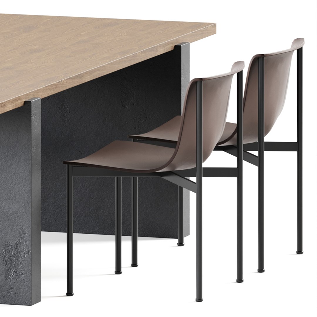 Table Accademia By Cimento And Ombra Leather Chair By Lema 3D Model ...