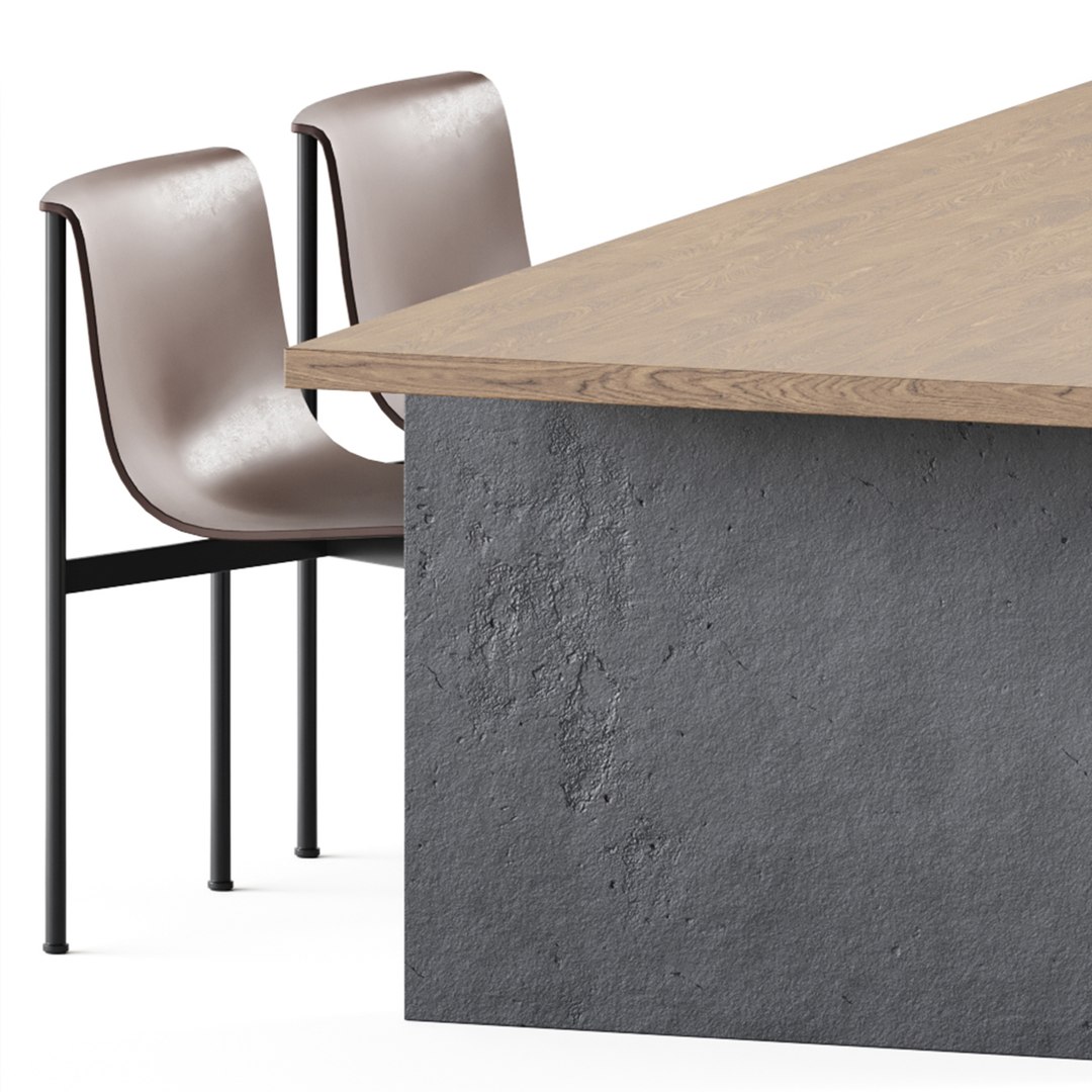 Table Accademia By Cimento And Ombra Leather Chair By Lema 3D Model ...