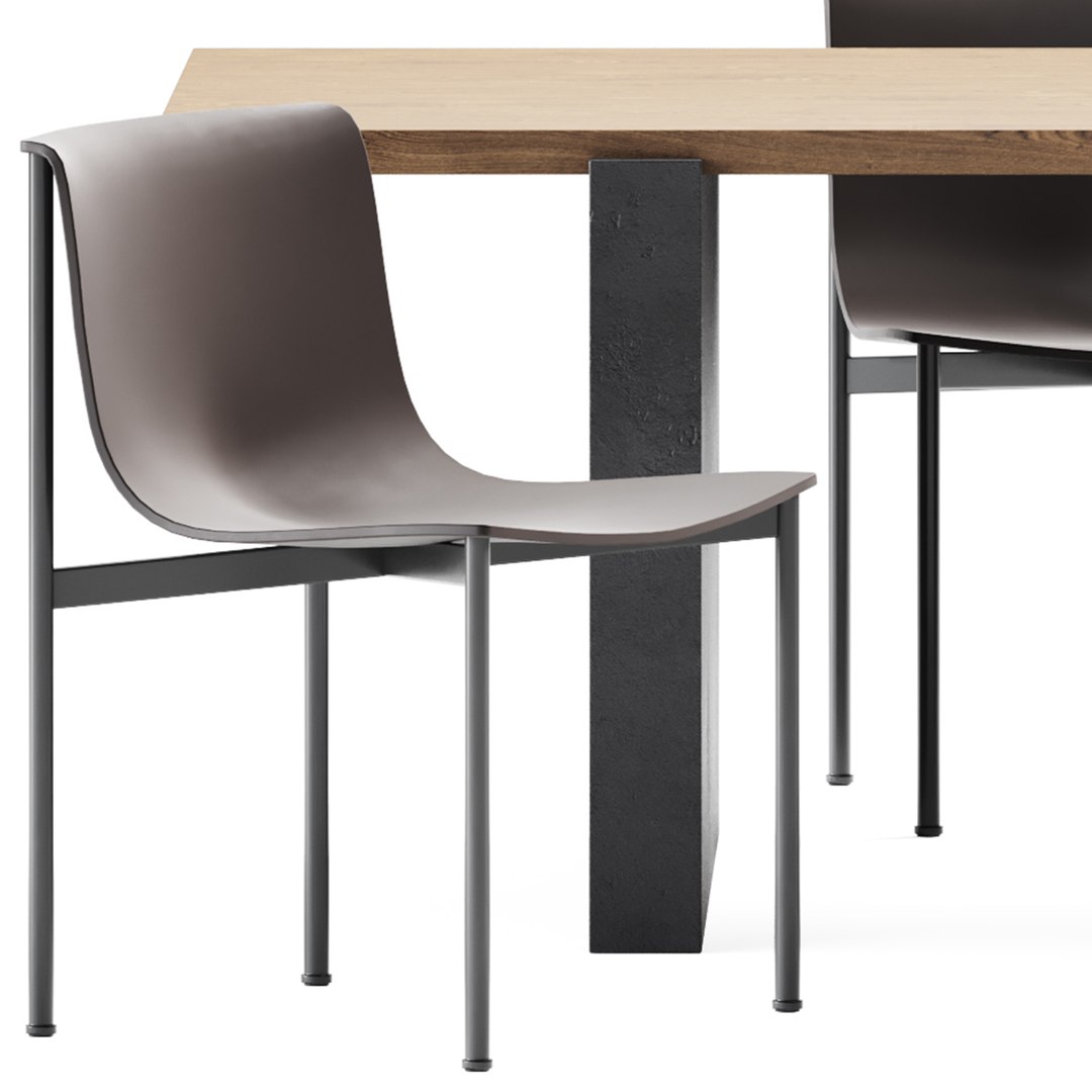 Table Accademia By Cimento And Ombra Leather Chair By Lema 3D Model ...