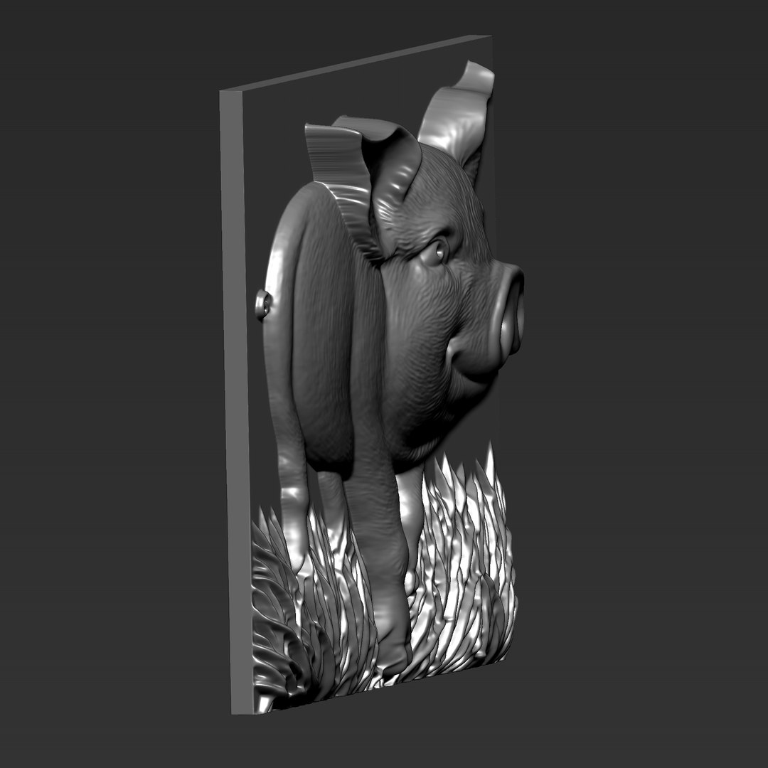 3D Pig Decorative Relief - TurboSquid 2434697