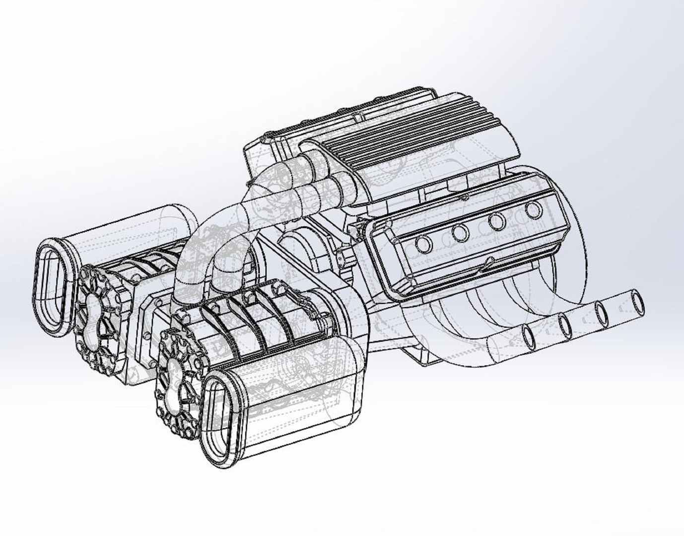 3D Diecast Engine V8 With Double Supercharger Scale 1 To 25 ...