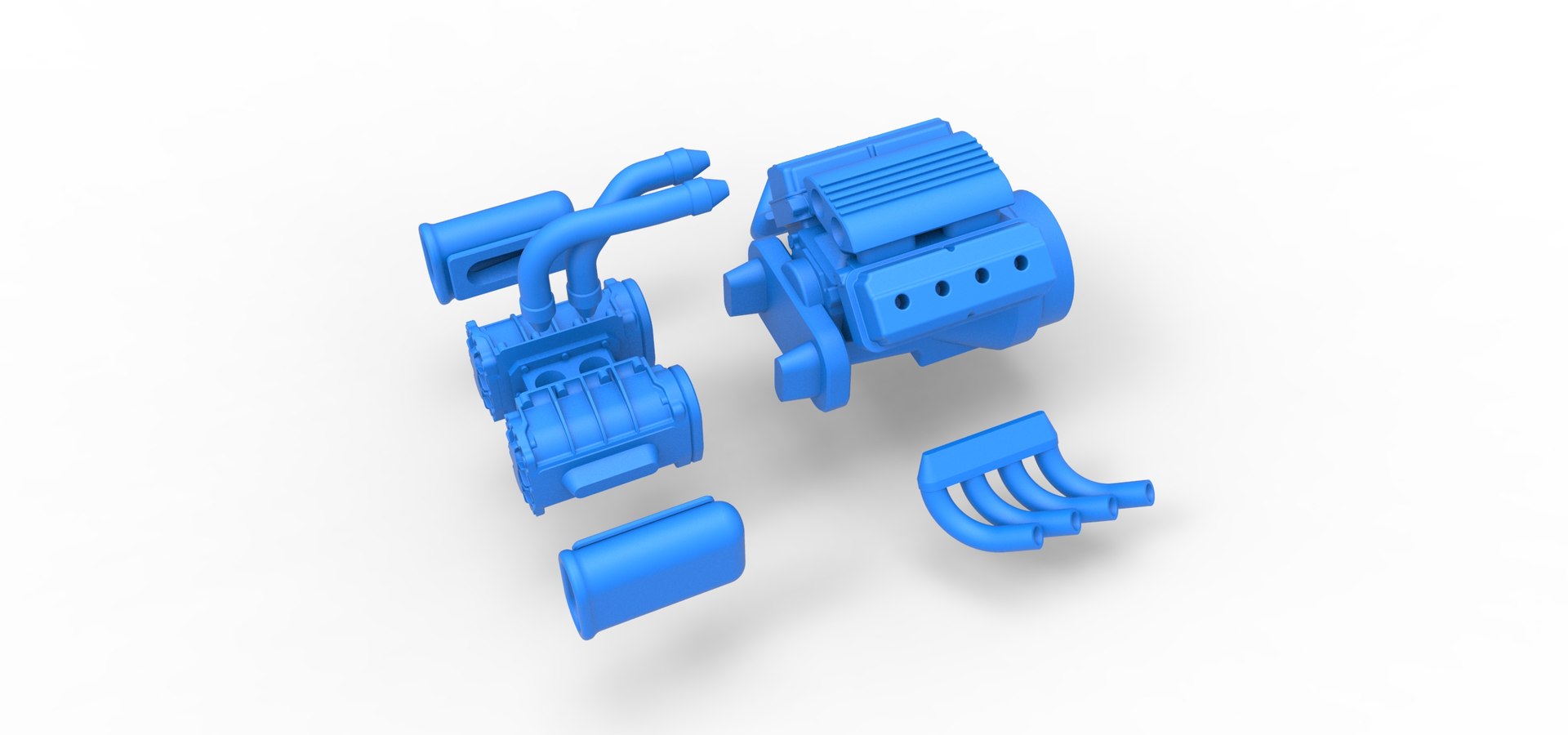 3D Diecast Engine V8 With Double Supercharger Scale 1 To 25 ...
