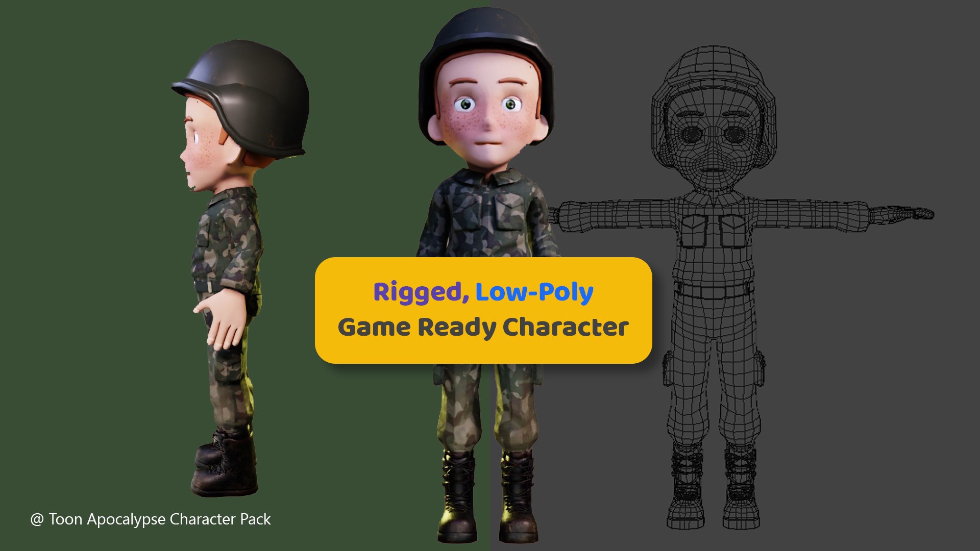 3D Army Character From Toon Apocalypse Character Set Low-poly 3D Model ...