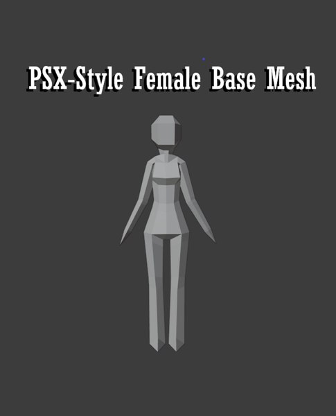 3D модель Низкополигональная женская базовая сетка в стиле PSX ...