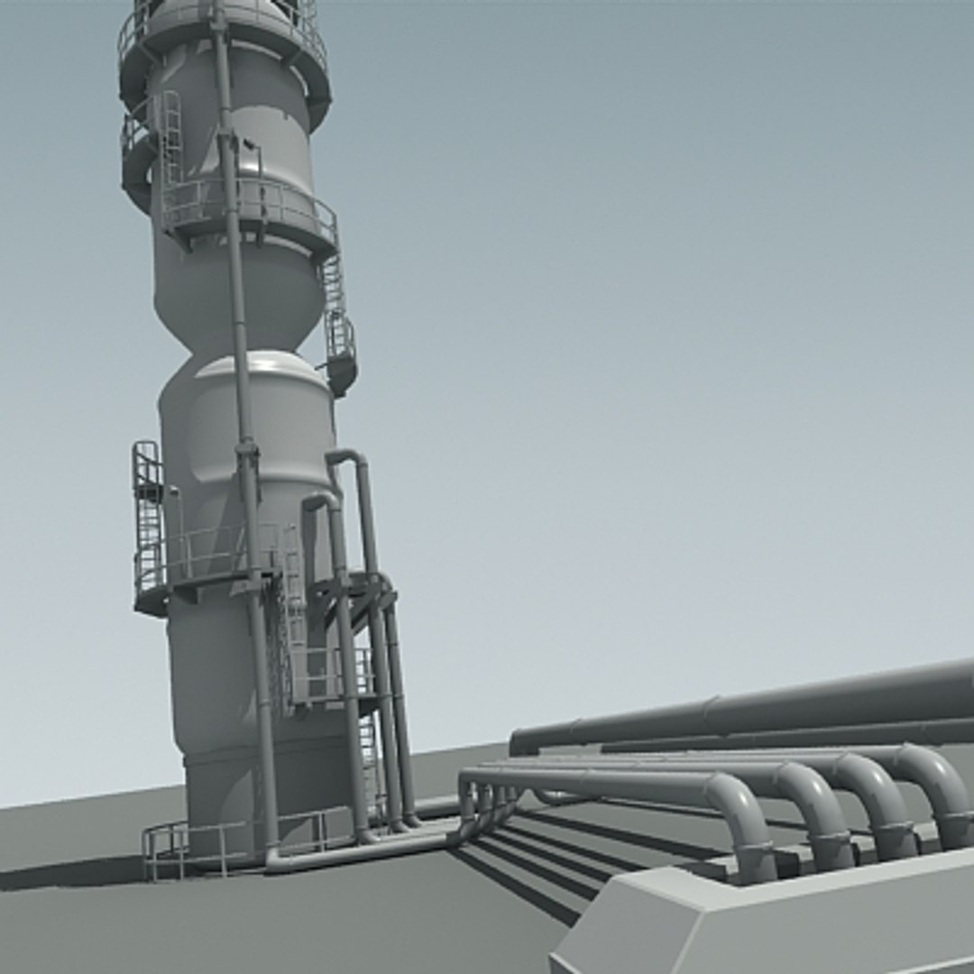 Refinery Tower 3d Model