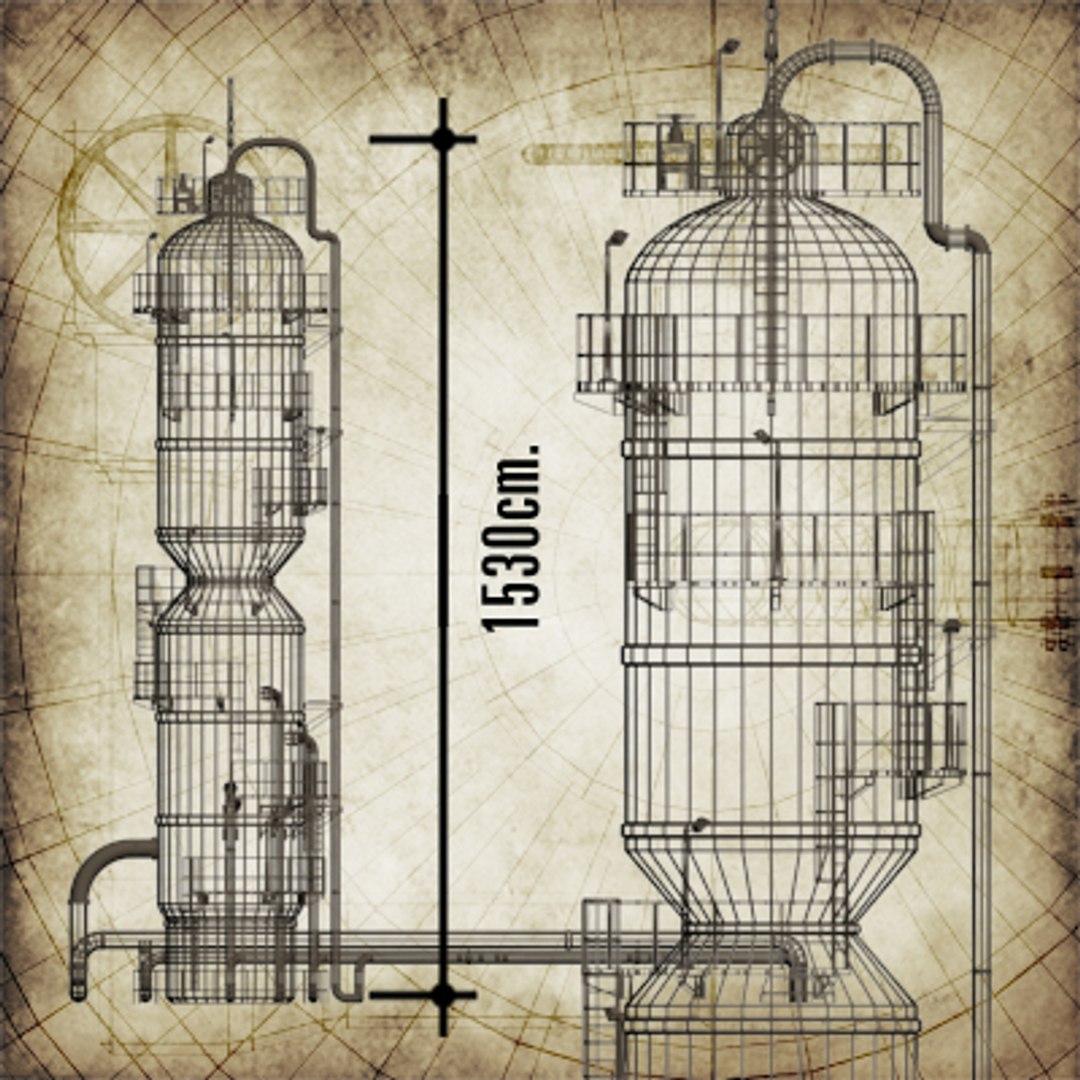 Refinery Tower 3d Model