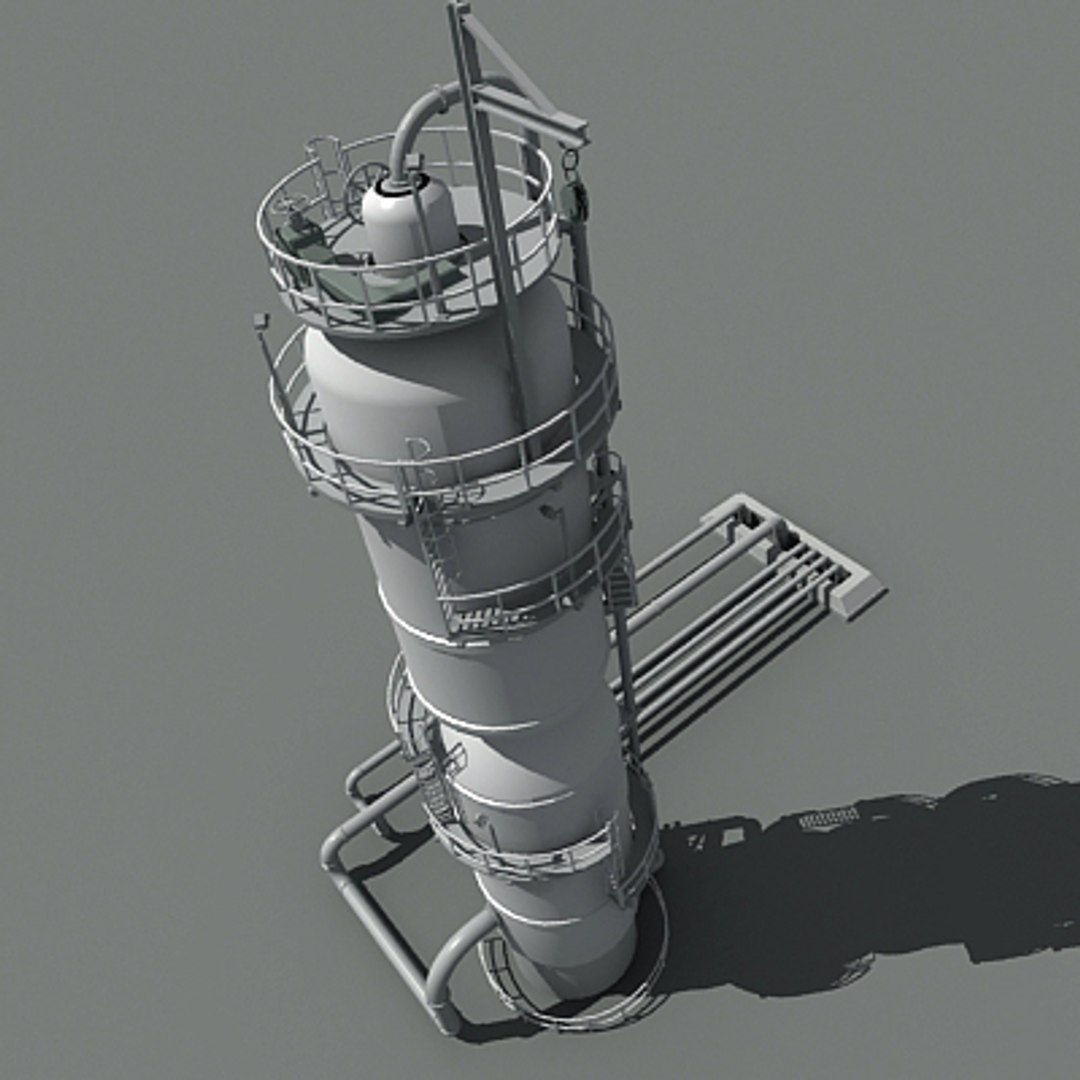 Refinery Tower 3d Model