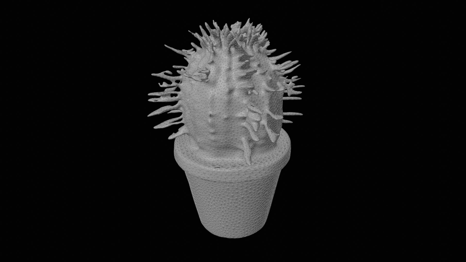 3D Model A Spiked Cactus Rests In A White Pot - TurboSquid 2204777