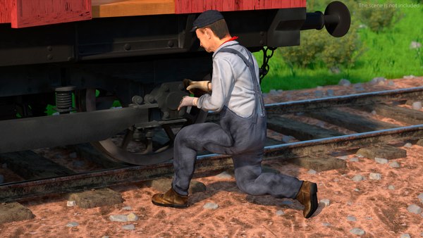 modelo 3d Personaje conductor de tren preparado para Cinema 4D ...