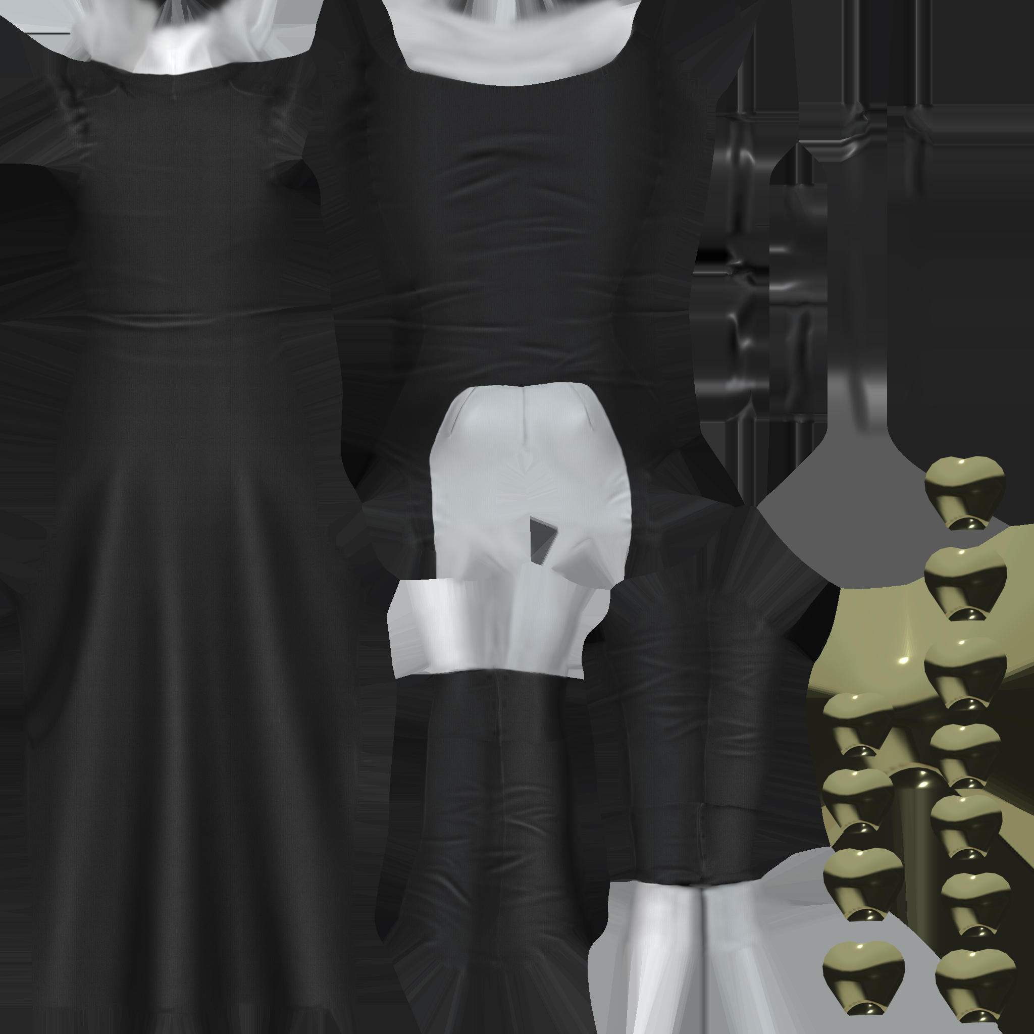 3D Tail Skirt Bow Tie Black And White Dress - TurboSquid 1850563