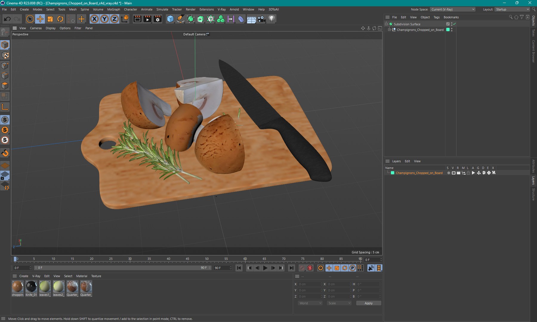 Champignons Chopped On Board 3D Model - TurboSquid 2386686