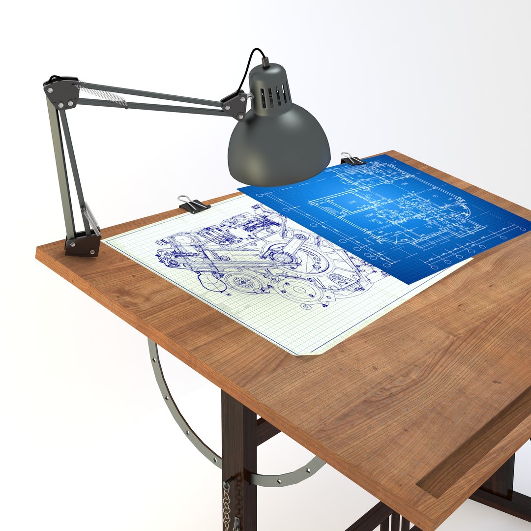 retro blueprint desk lamp 3d max