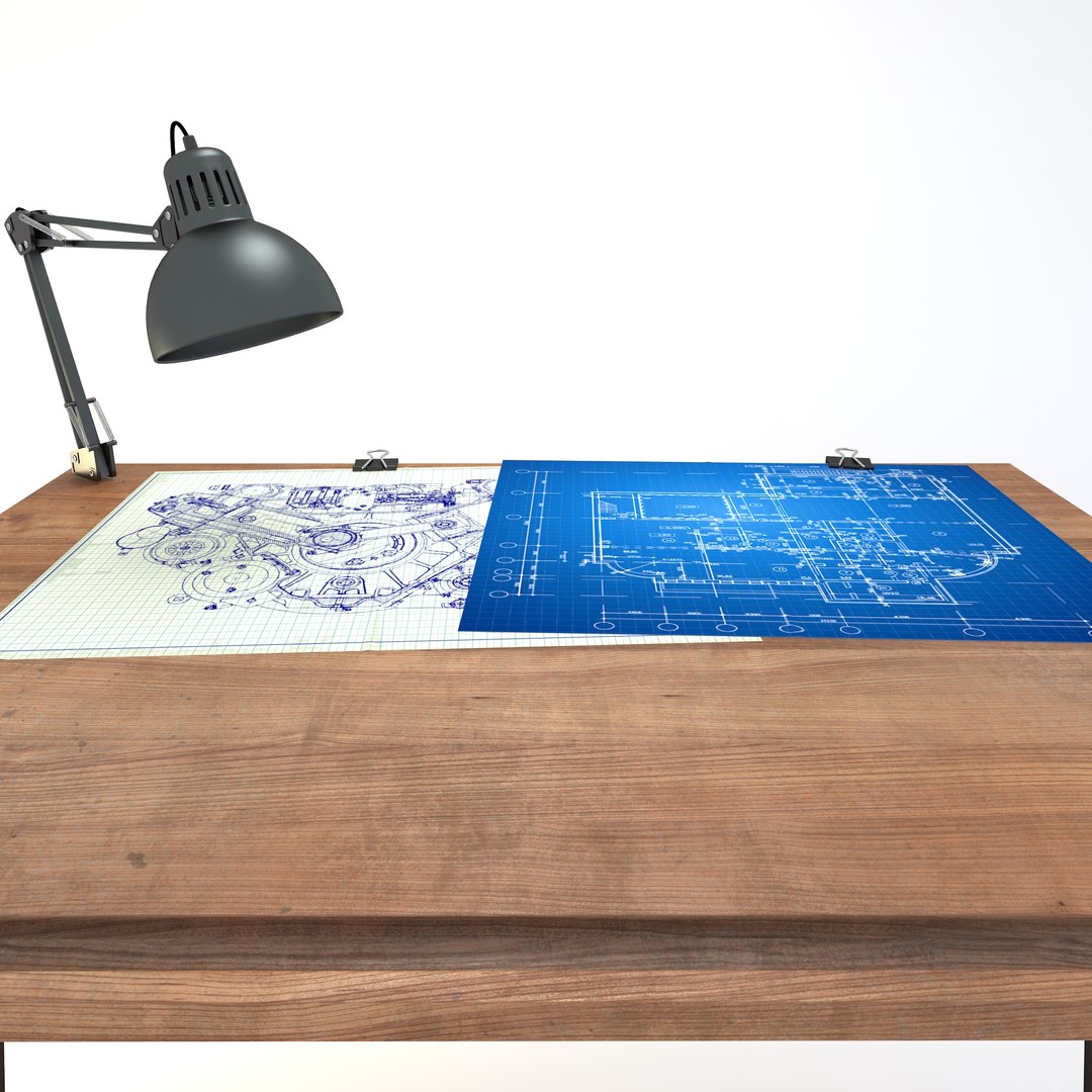 retro blueprint desk lamp 3d max