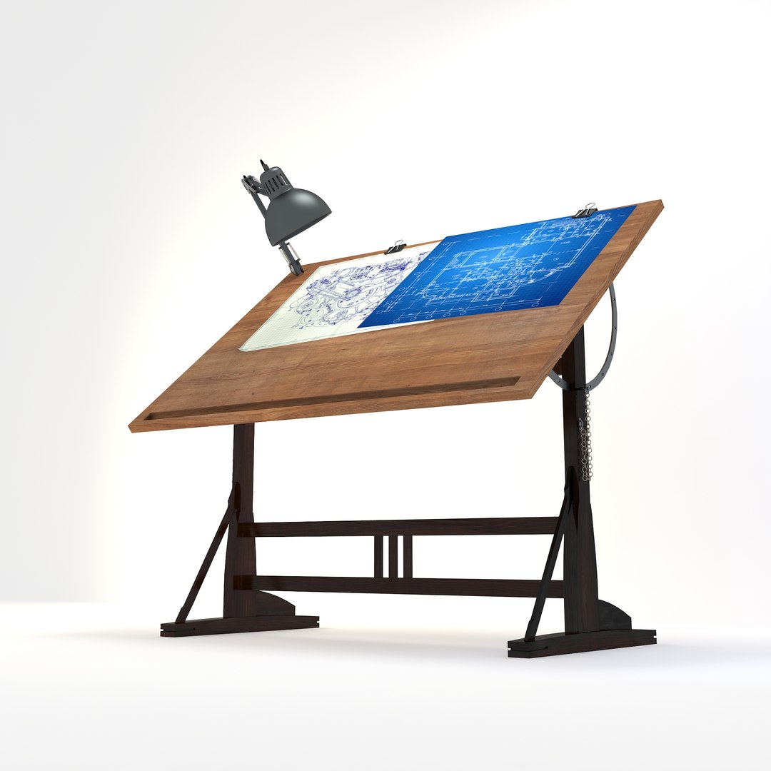 retro blueprint desk lamp 3d max