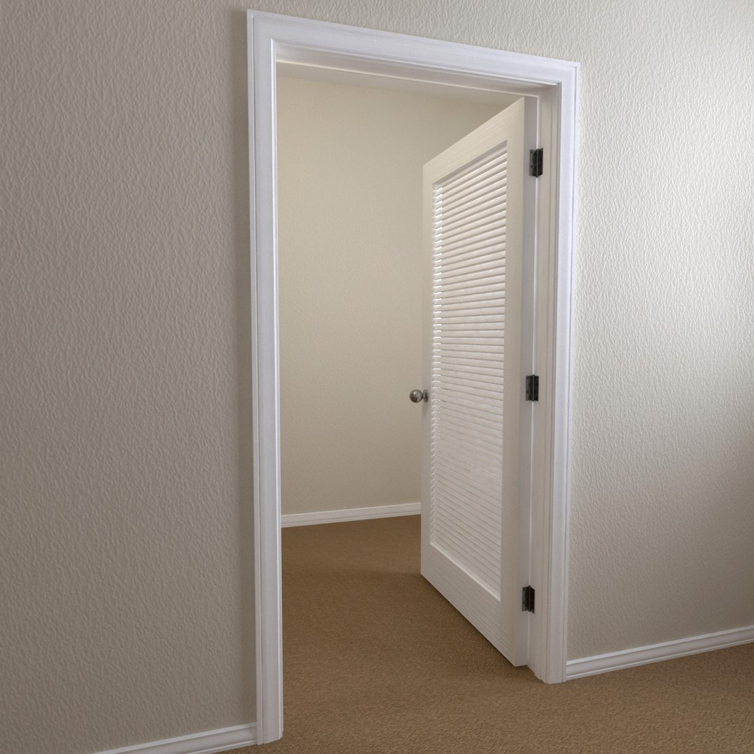 interior door - louvered 3d model
