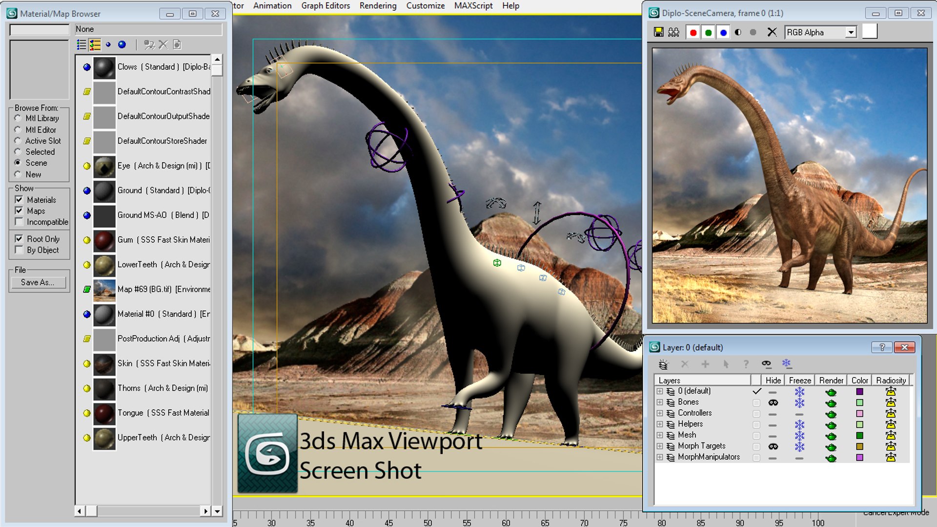 Diplodocus Rigging Animation 3d Max