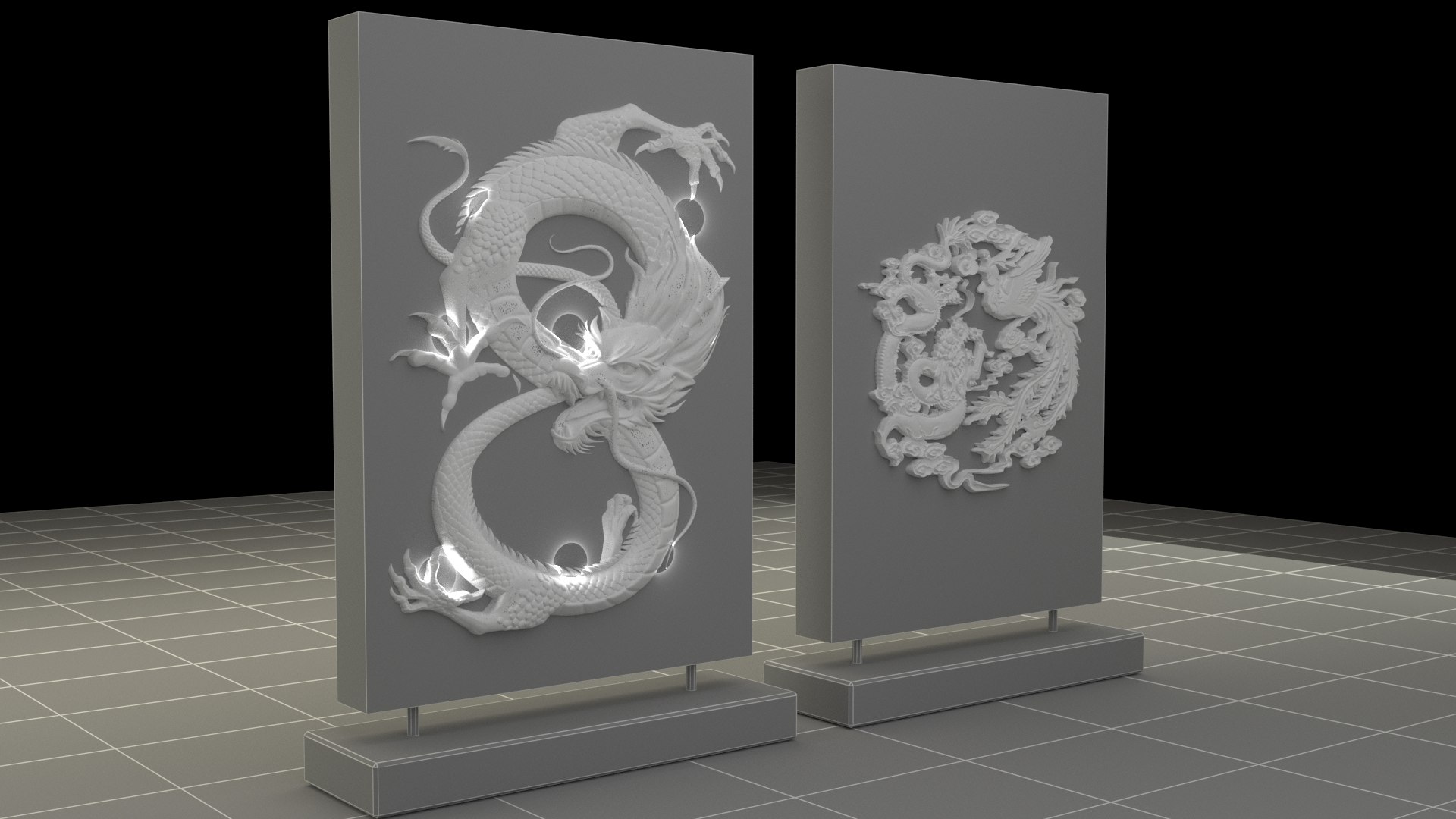 3D Chinese Dragon Phoenix Carving Pattern - TurboSquid 2209995