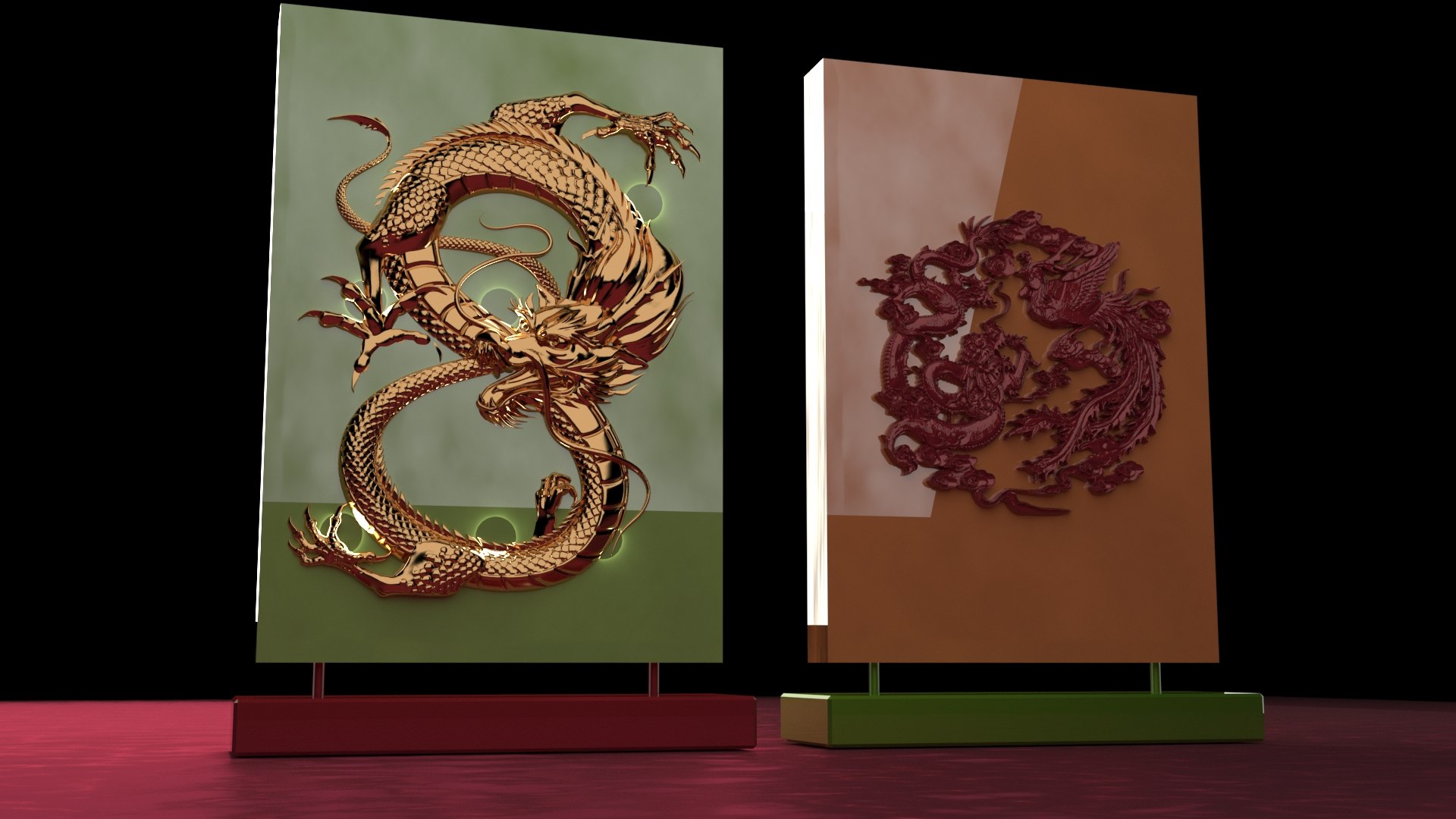 3D Chinese Dragon Phoenix Carving Pattern - TurboSquid 2209995