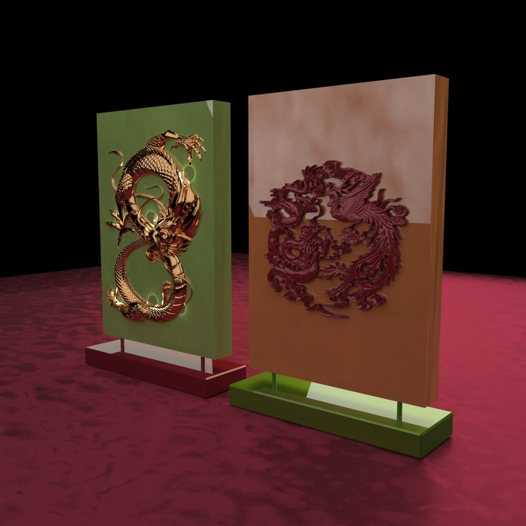 3D Chinese Dragon Phoenix Carving Pattern - TurboSquid 2209995